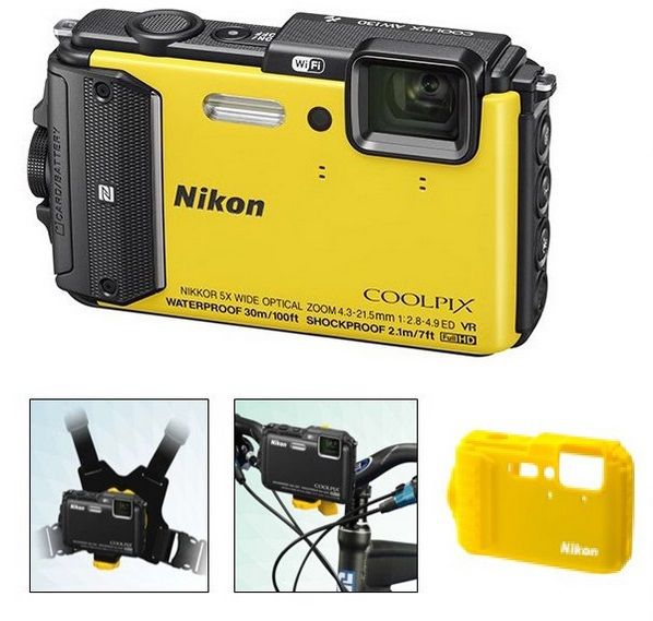 Nikon Coolpix AW130 Outdoor kit žlutý + 8GB karta ZDARMA ! aFoto.cz